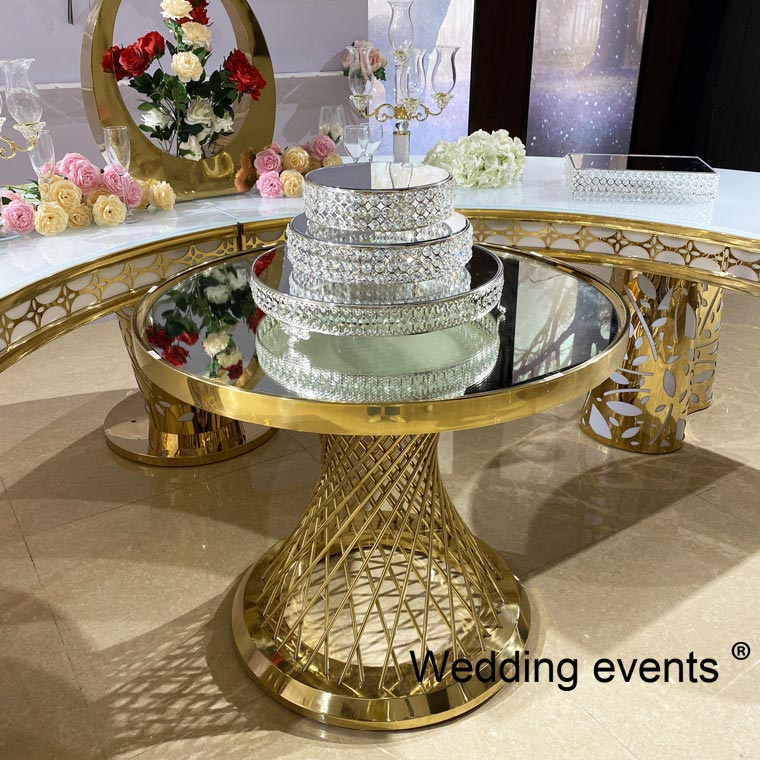 Wedding Cake Table Gold Stainless Steel Round – Weddingevents
