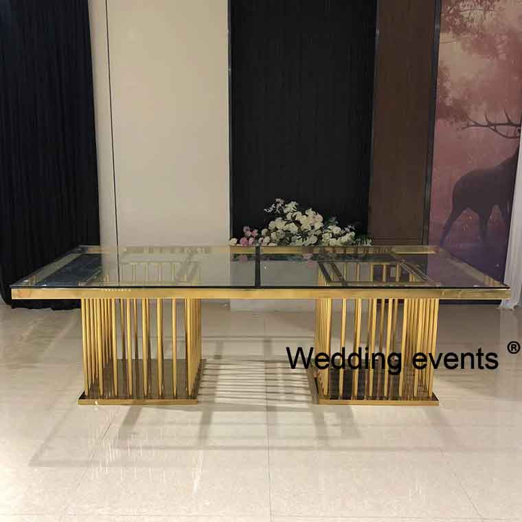 Tables for wedding reception clear glass top–Weddingevents