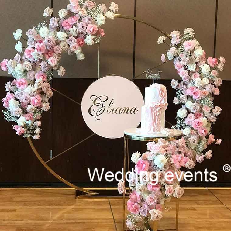 Silver wedding anniversary backdrop round shape